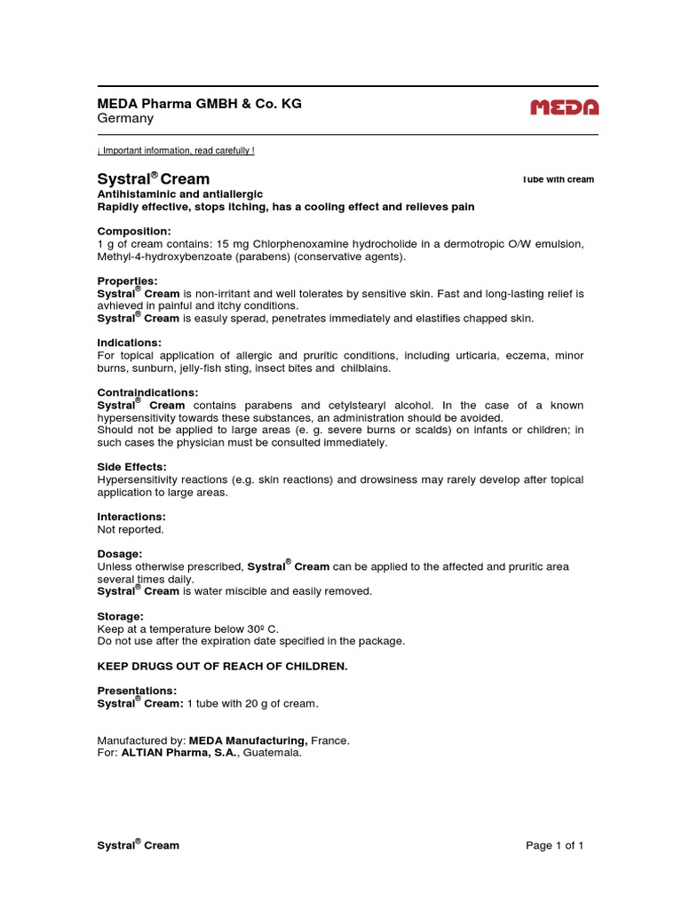 Systral Cream | PDF | Topical Medication | Drugs