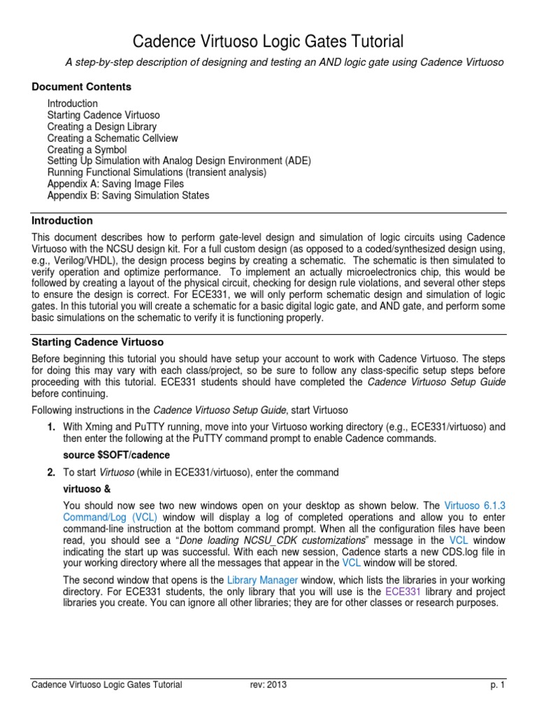 Cadence Virtuoso Logic Gates Tutorial | PDF | Library (Computing ...