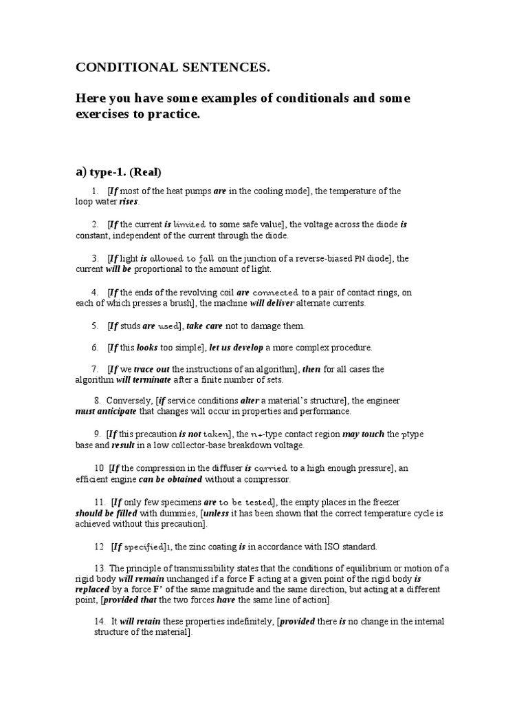 Conditional Sentences. Here You Have Some Examples of Conditionals and ...
