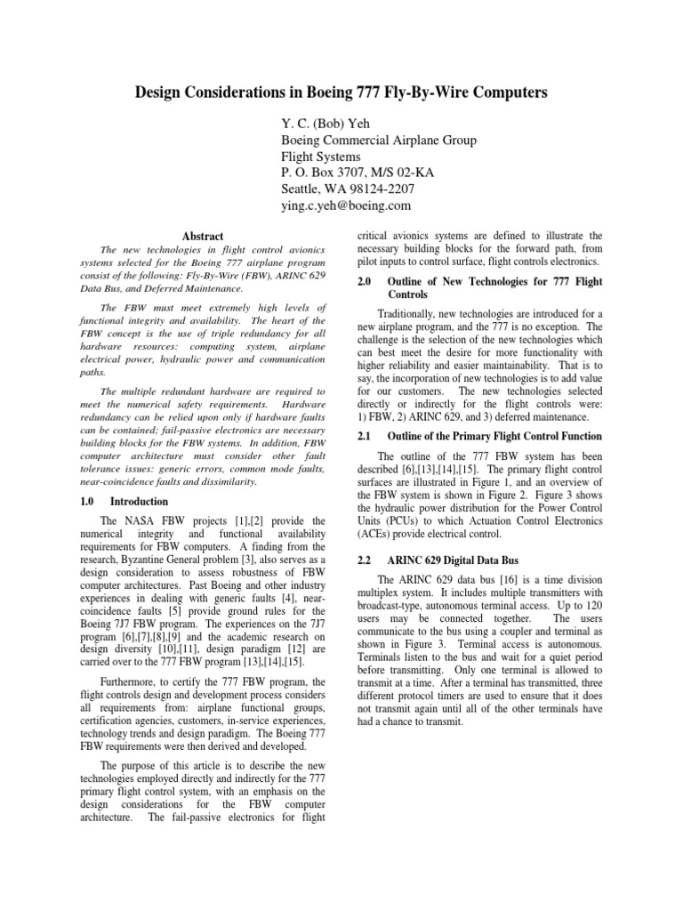 Boeing 777 Fly-By-Wire Computer Design | PDF