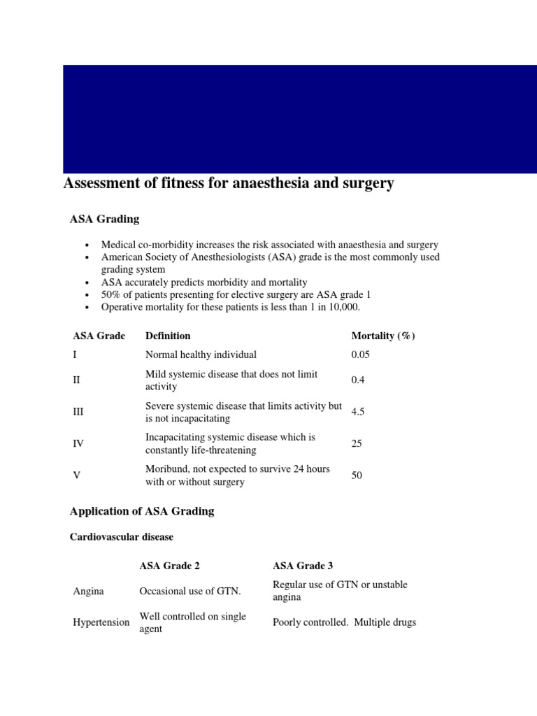 ASA Grading for Surgical Risk Assessment | PDF