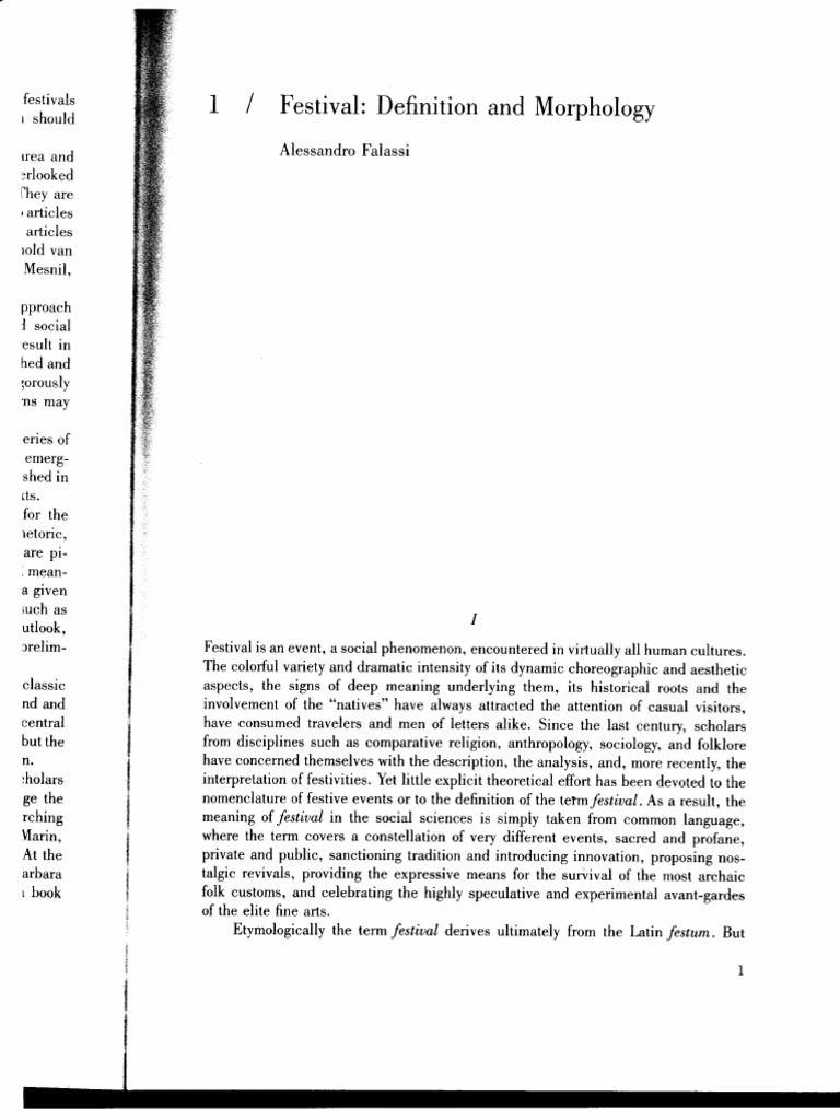 T I Festival: Definition and Morphology: Alessandro Falassi | Download ...