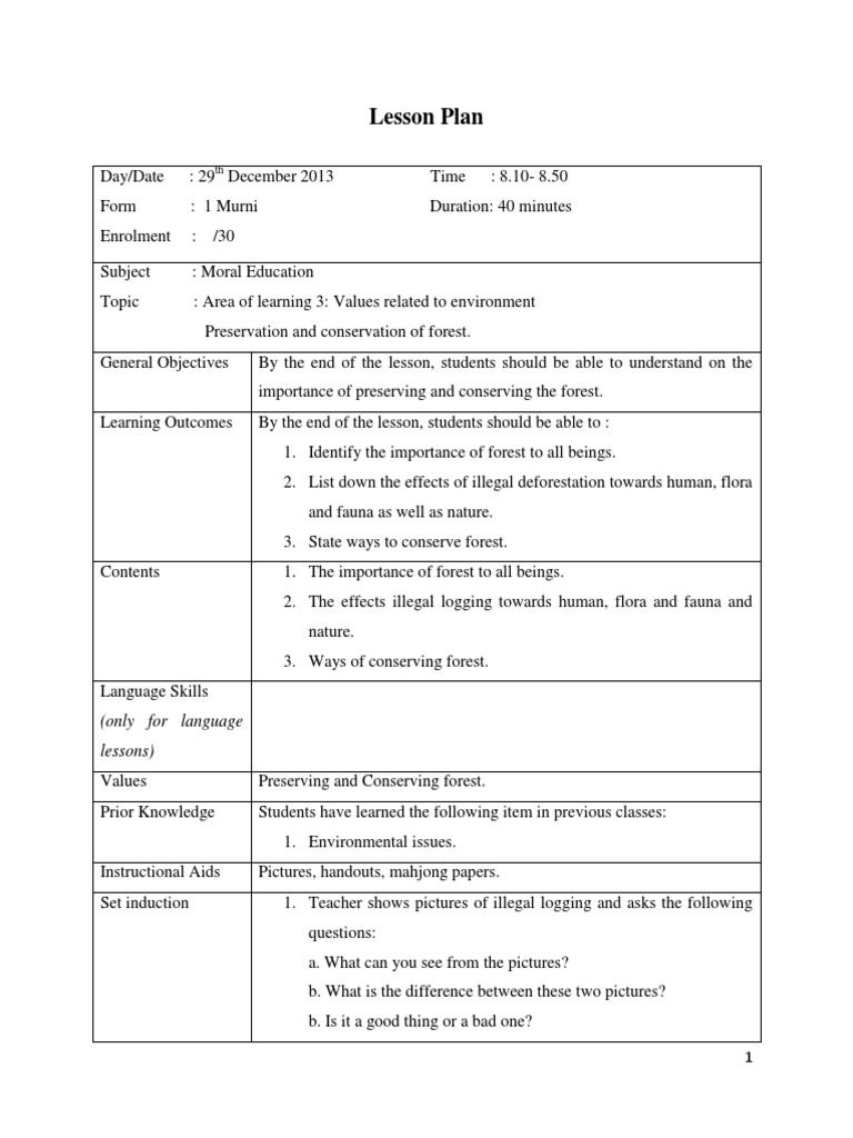 Lesson Plan for Moral Education | Lesson Plan | Cognitive Science