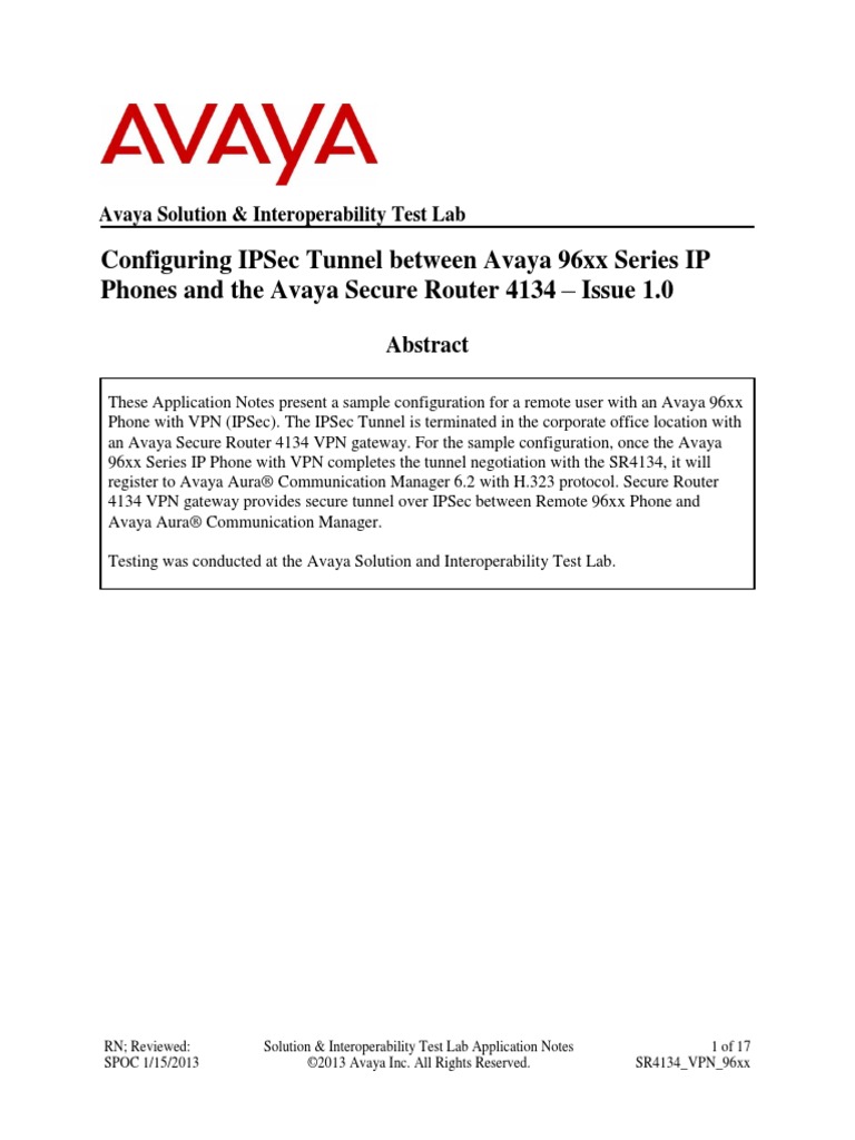 SR4134 - VPN - 96xx (Avaya Secure Router) | PDF | Virtual Private ...