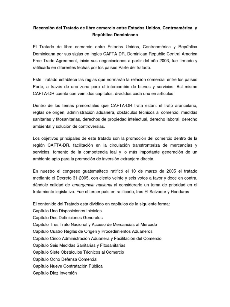 Trabajo TLC Cafta | PDF | Derecho laboral | Economias