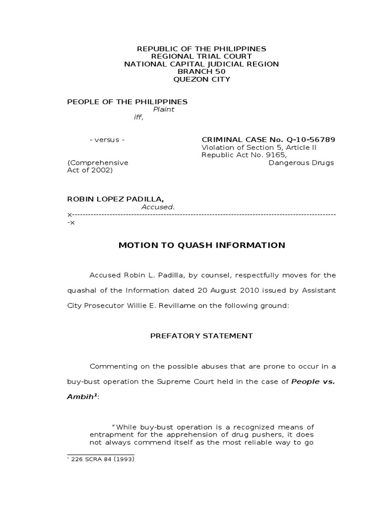 Motion to Quash | Misconduct | Public Law