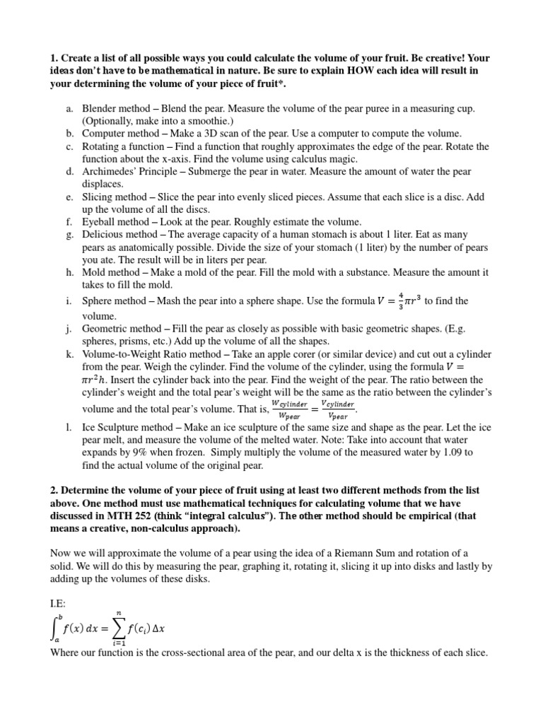 Calculus Project | PDF | Volume | Area