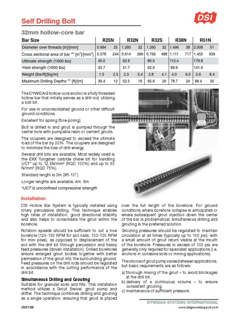 DSI-37 Self-Drilling Bolt Proof | PDF | Drill | Deep Foundation