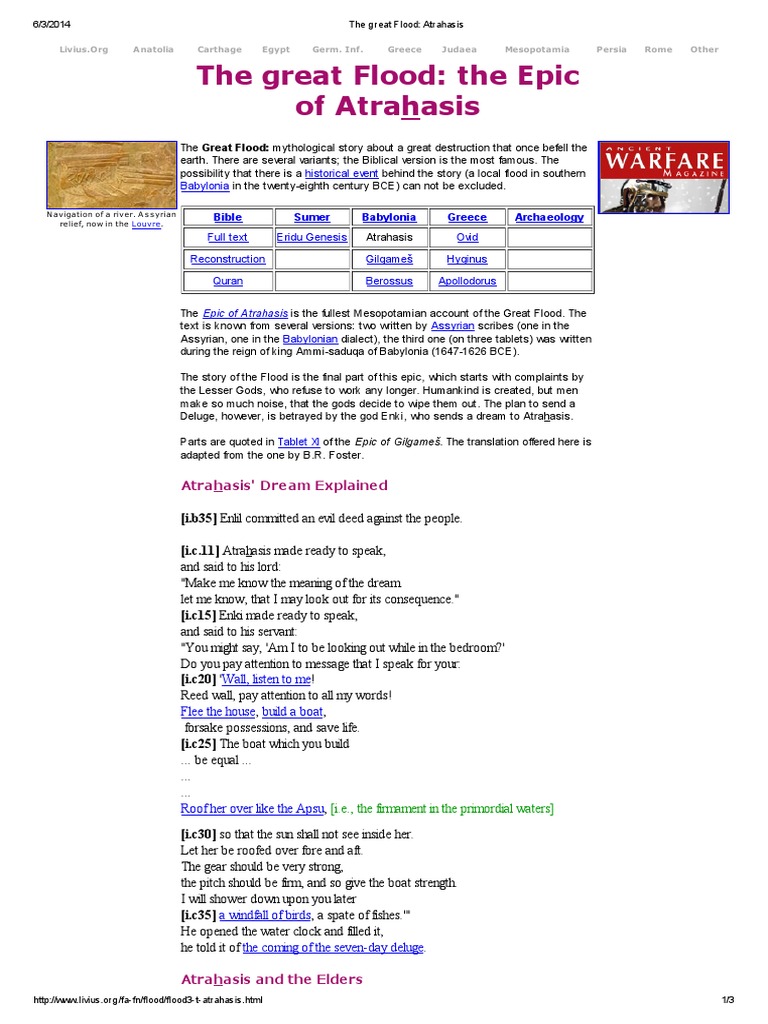 The Great Flood - Atrahasis | PDF | Genesis Flood Narrative ...