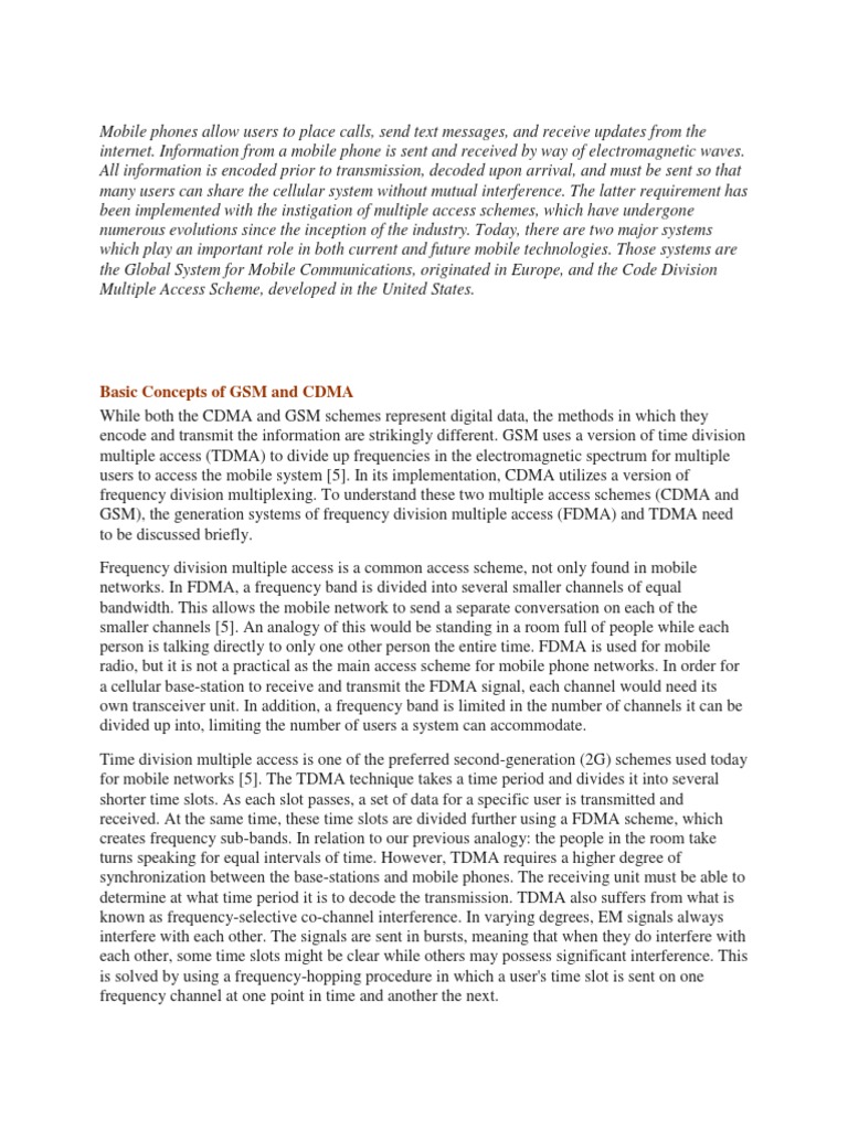 GSM Notes | PDF | Channel Access Method | Code Division Multiple Access