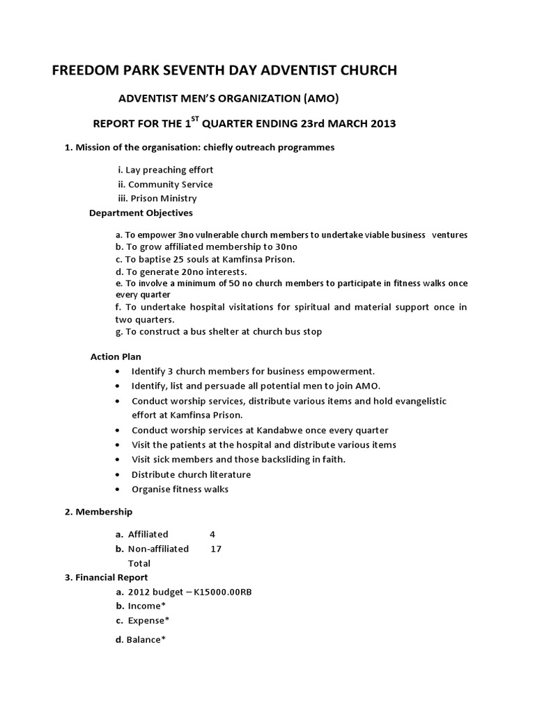 Amo Report | PDF | Seventh Day Adventist Church | Protestantism