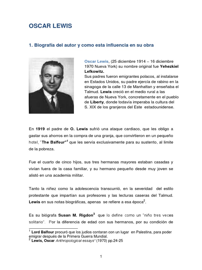 Oscar Lewis | PDF | Mujer | Pobreza