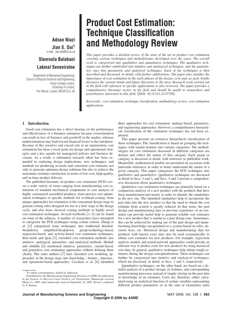Product Cost Estimation, Technique Classification | PDF | Artificial Neural Network ...