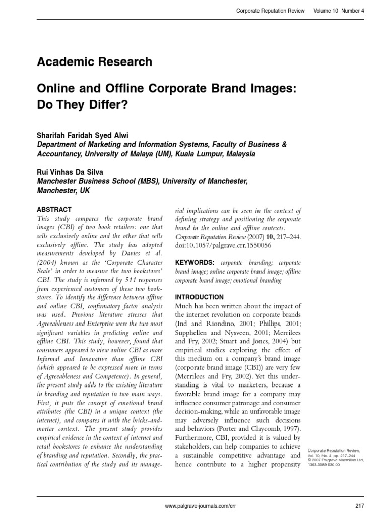 Online and Offline Brand Images Do They Differ | PDF | Reputation | Brand