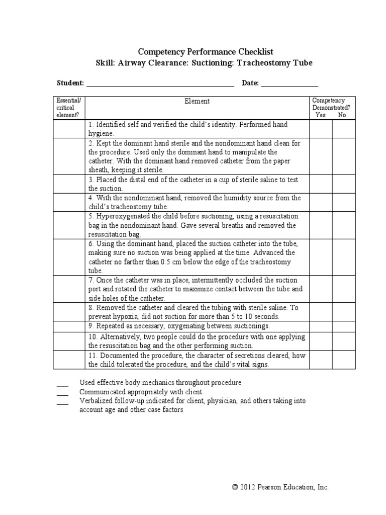Trach Suction Checklist | PDF