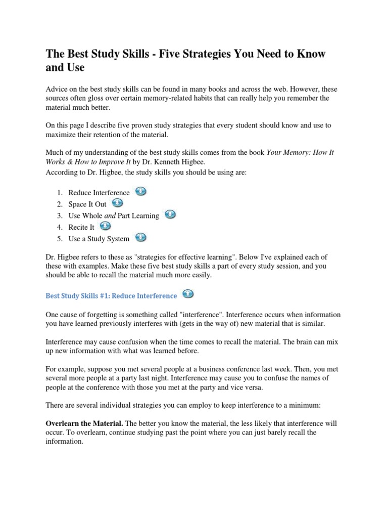 The Best Study Skills | PDF | Study Skills | Recall (Memory)