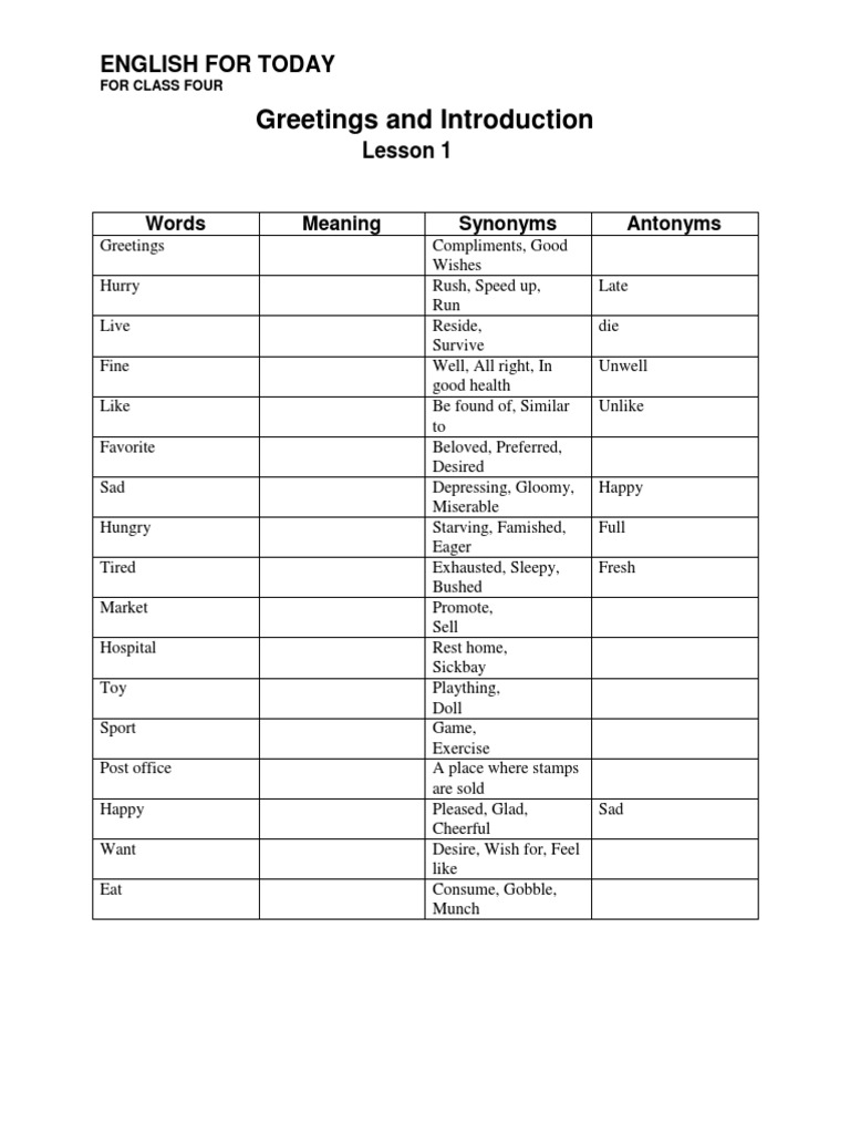 English For Today Class 4 | PDF | Meal | Foods