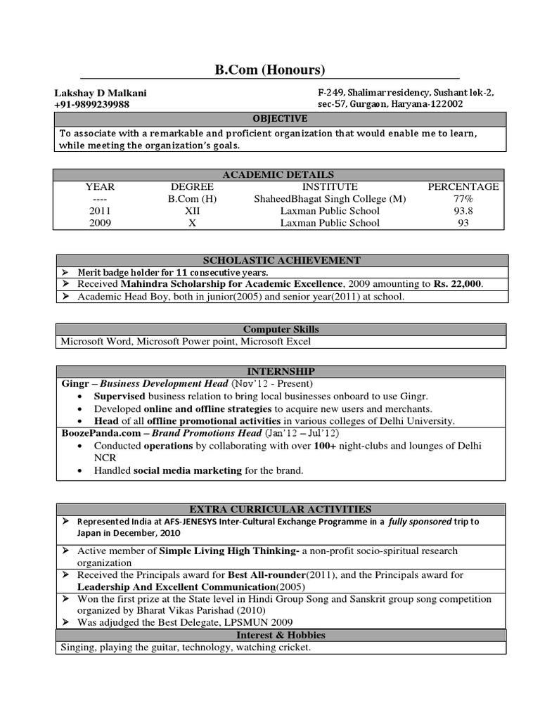 Lakshay D Malkani - Resume | PDF | Communication | Business