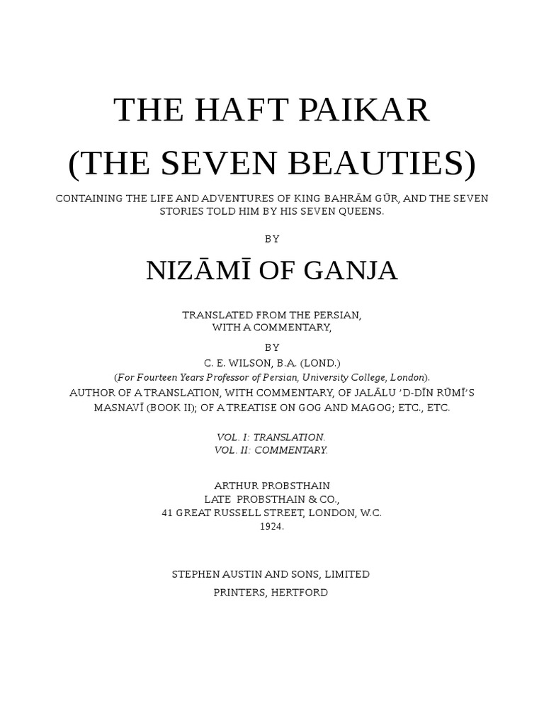 Haft Peykar | PDF | Thou | Arabic