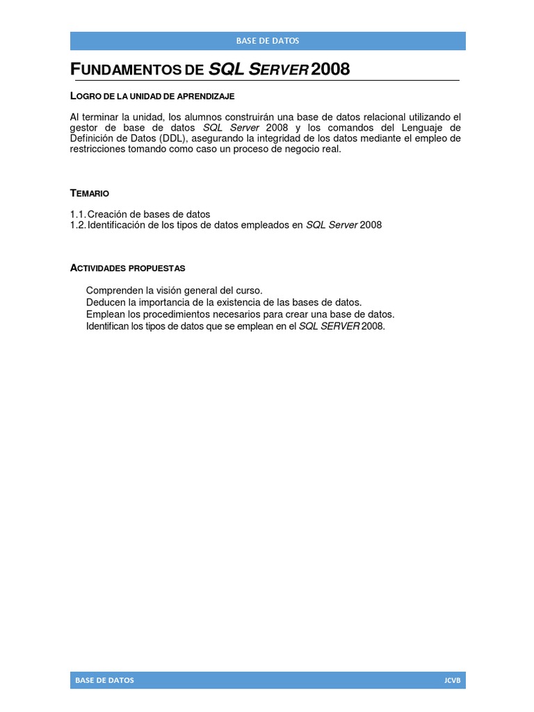 Fundamentos De Sql Server Pdf Sql Servidor Sql De Microsoft