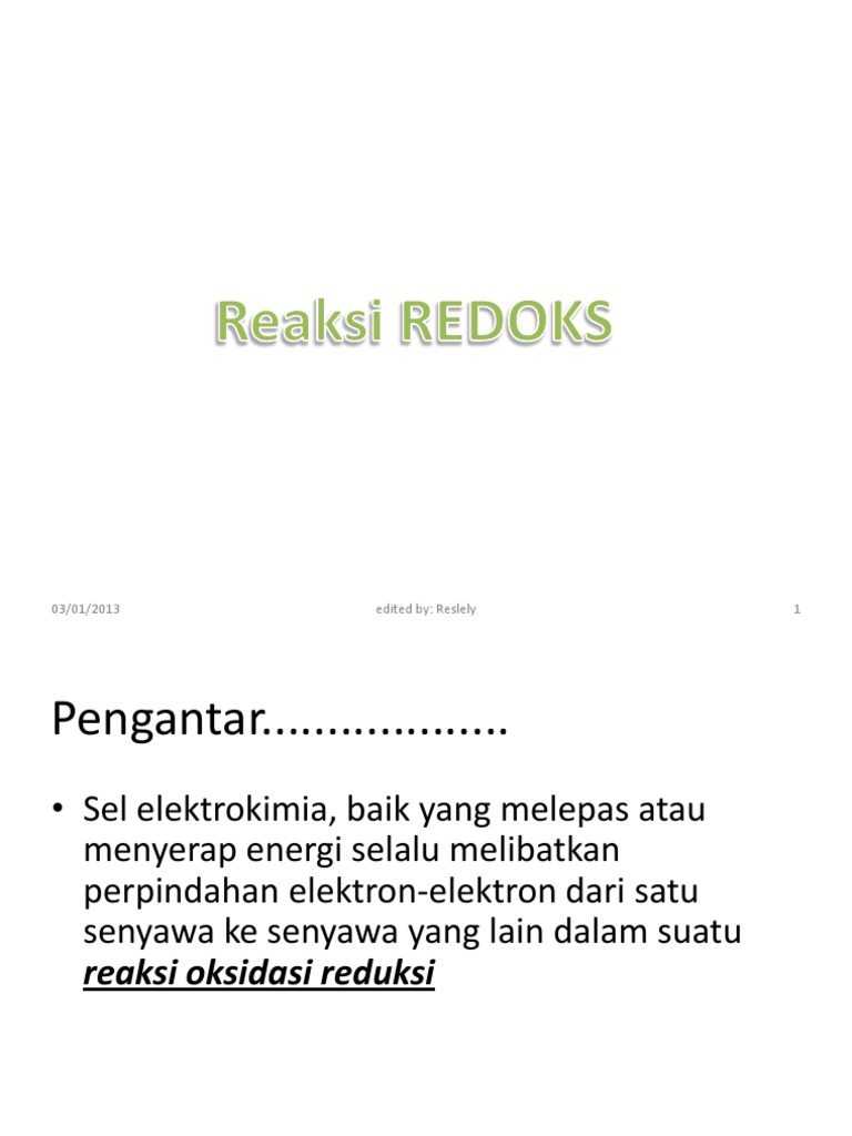 Reaksi Redoks | PDF | Metode & Bahan Ajar | Sains & Matematika