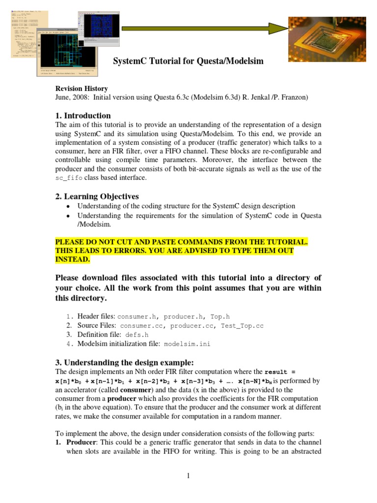 SystemC Questa Tutorial | PDF | Command Line Interface | Graphical User Interfaces