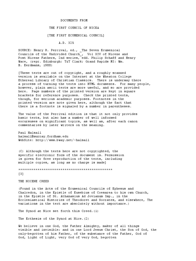 Documents From The First Nicean Council | PDF