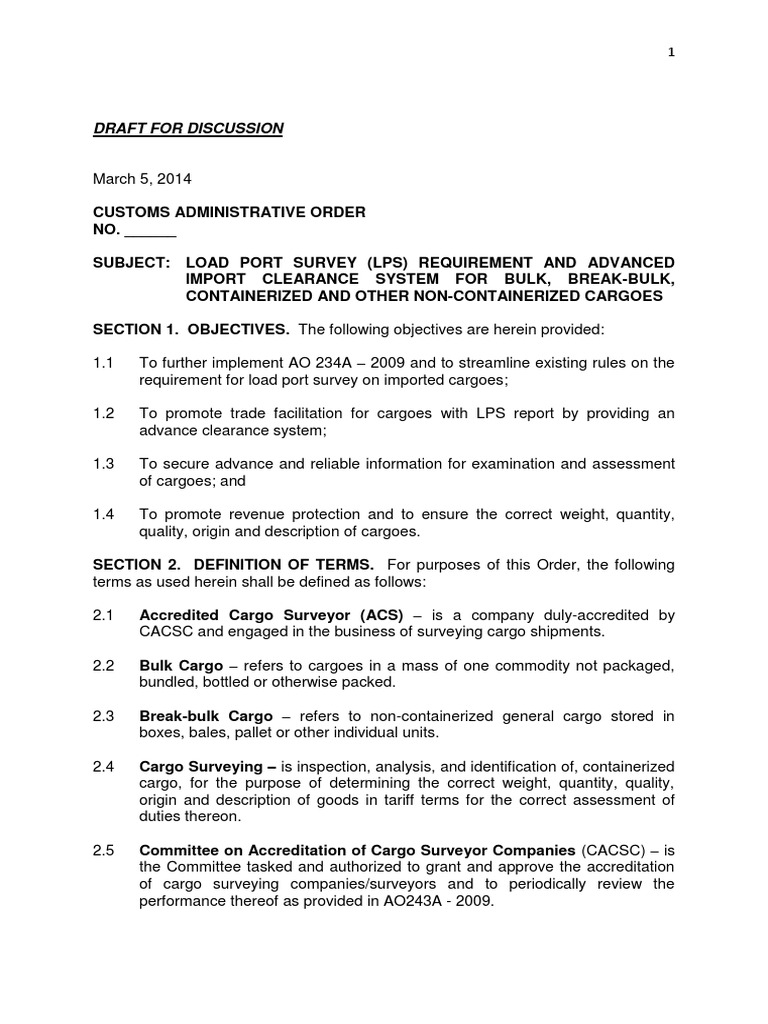 Load Port Survey Requirements in Customs | PDF | Cargo | Containerization