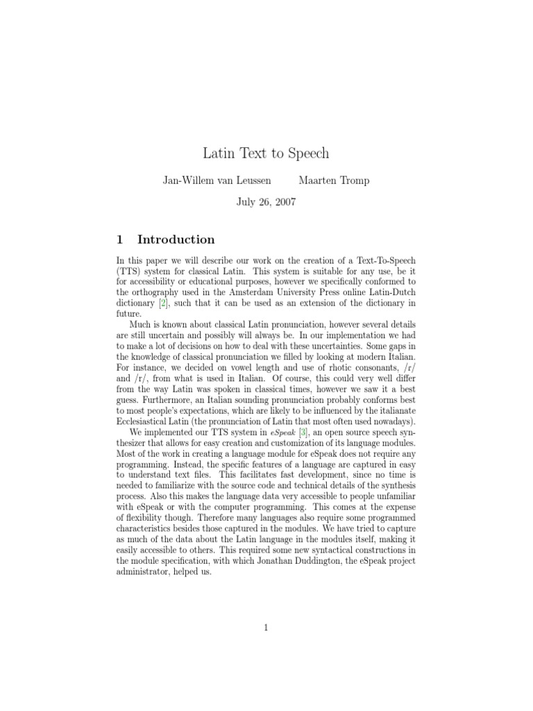 Latin Text To Speech | PDF | Stress (Linguistics) | Syllable