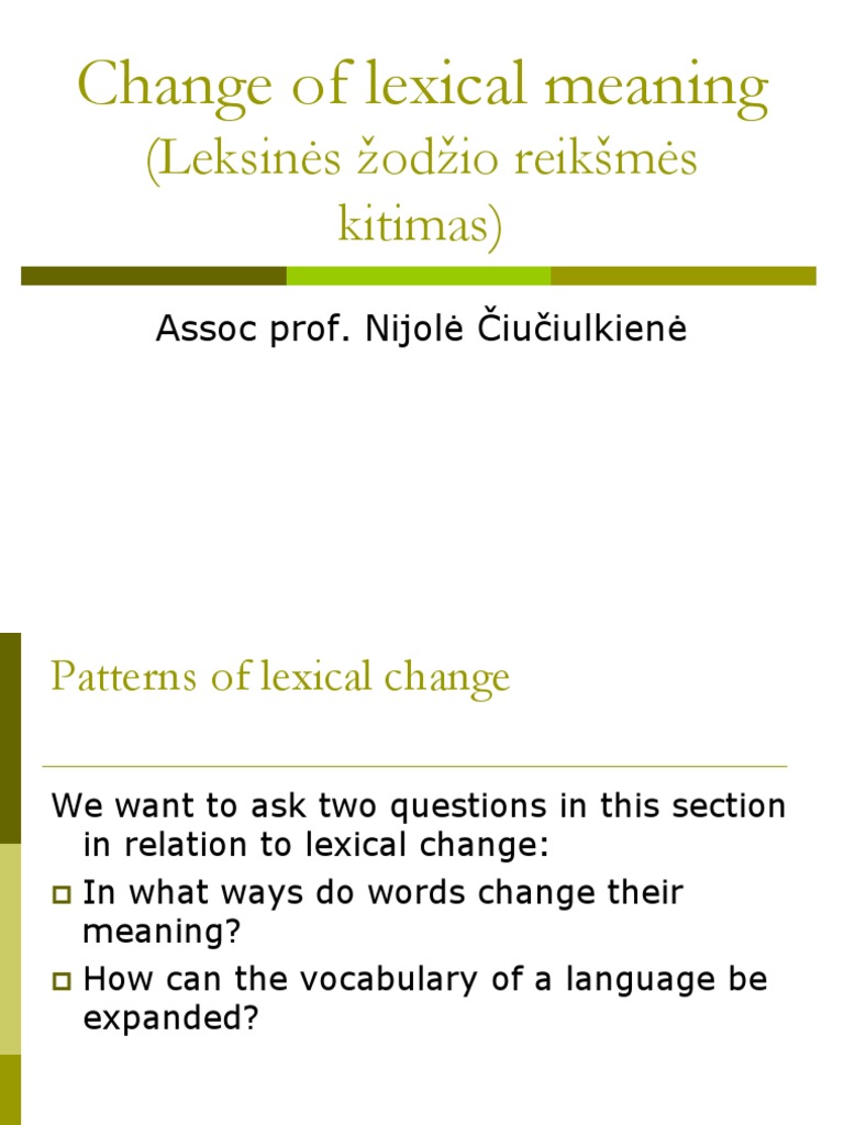 Lexical Meaning Changes Explained | PDF