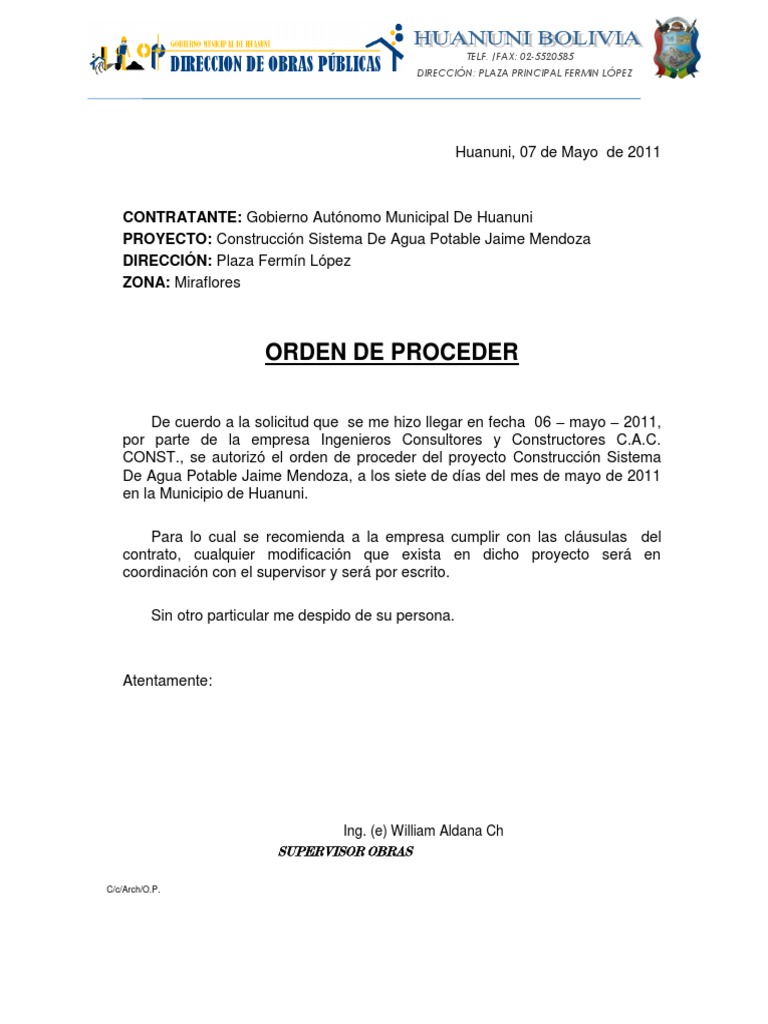 Orden de Proceder | PDF