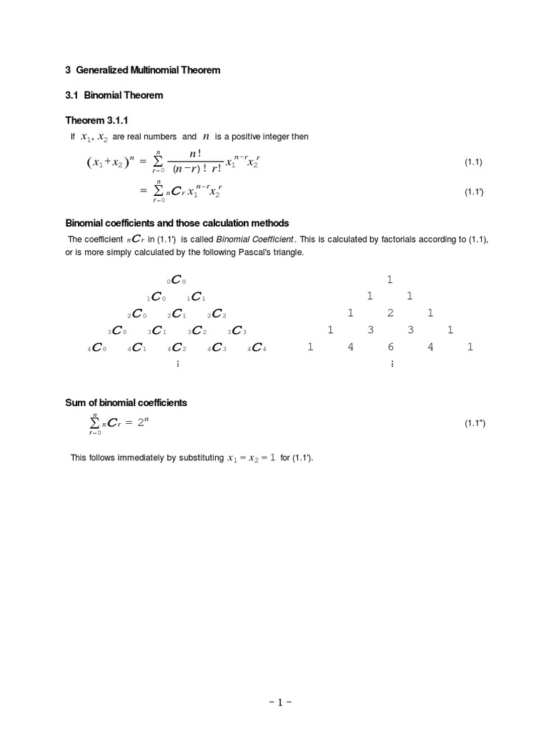 Multinomial Theorem | PDF | Summation | Series (Mathematics)