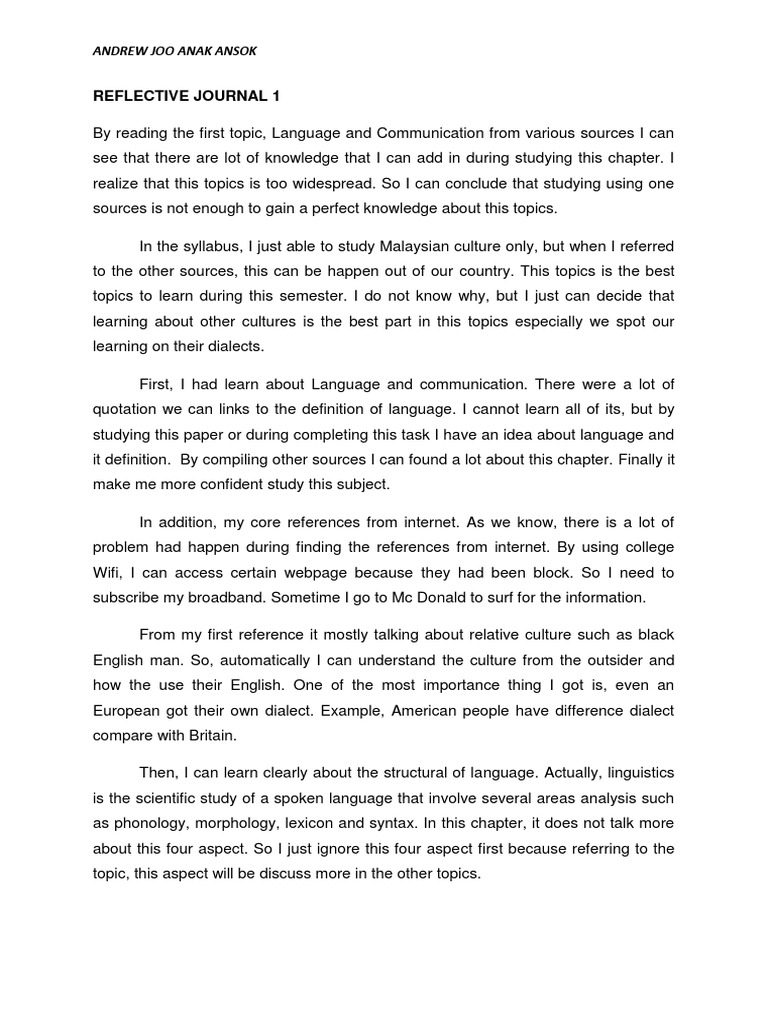 Reflective Journal 1 | PDF | Phrase | Word