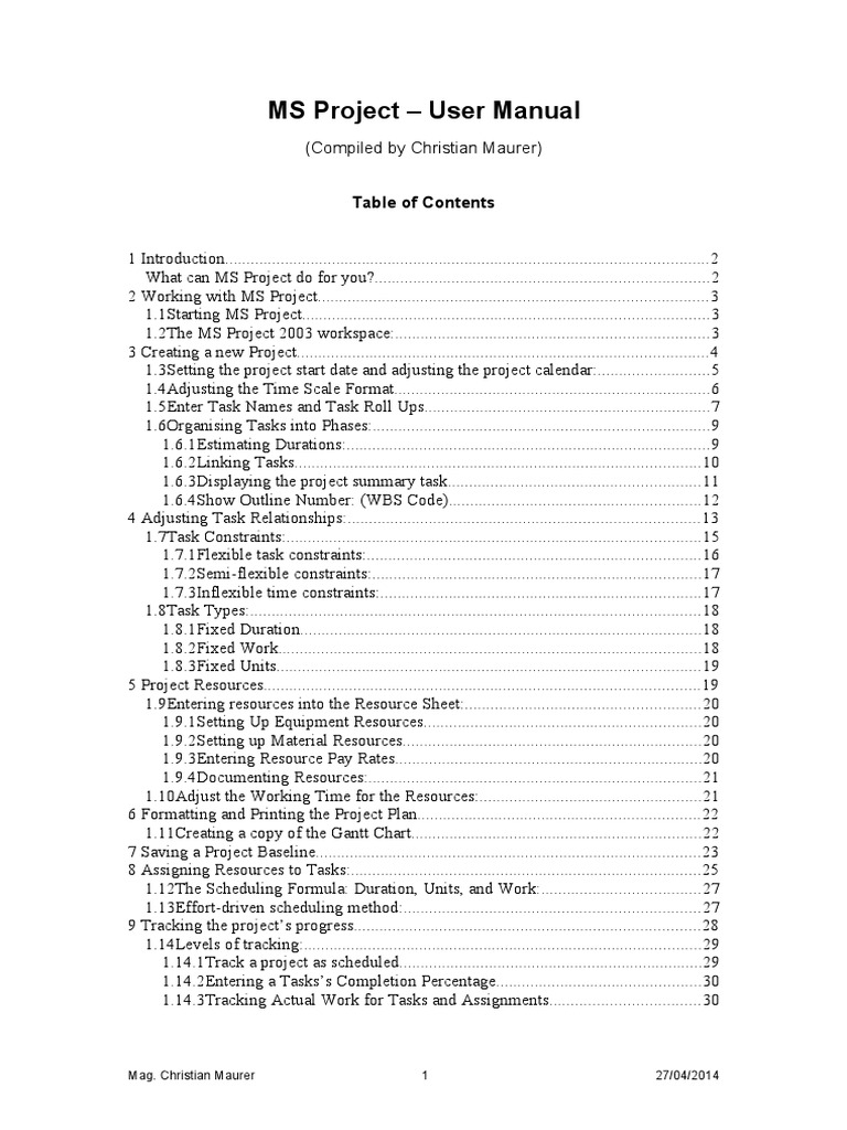 MS Project Manual | PDF | Human–Computer Interaction | Software