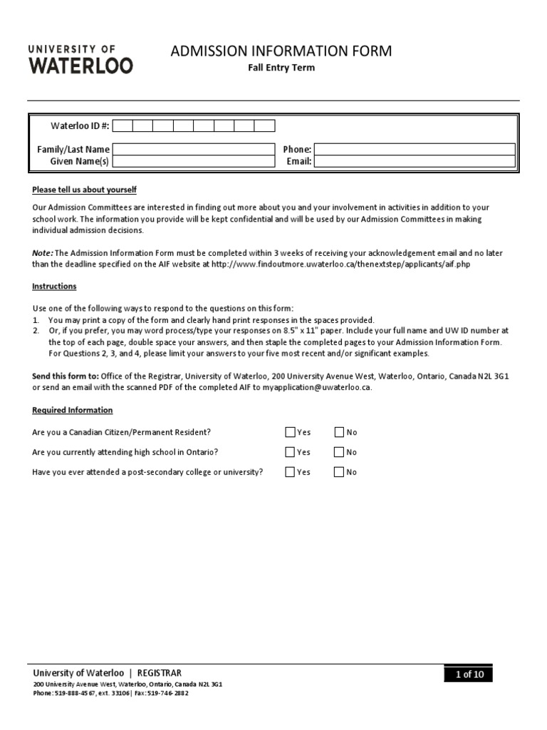 Admission Information Form For Fall 2014 - AFM | PDF | Secondary School ...