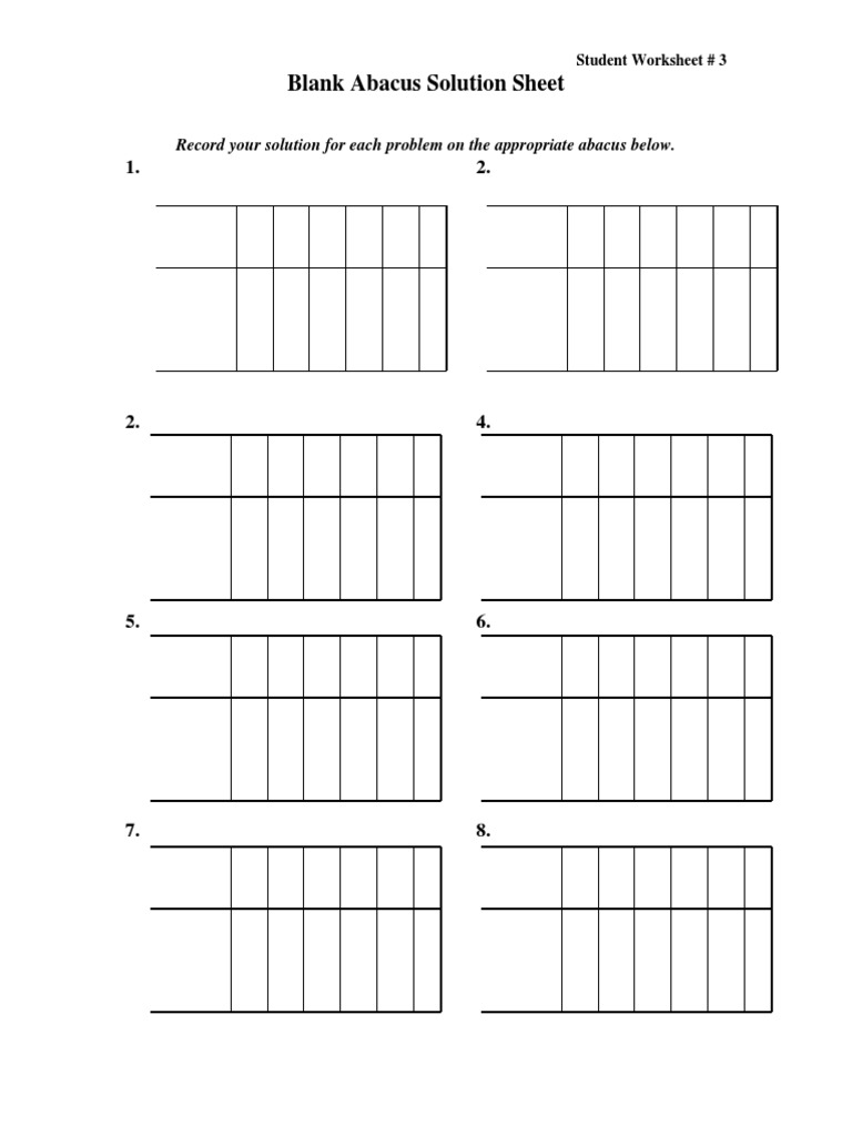 Abacus Solution Worksheet for Students | PDF