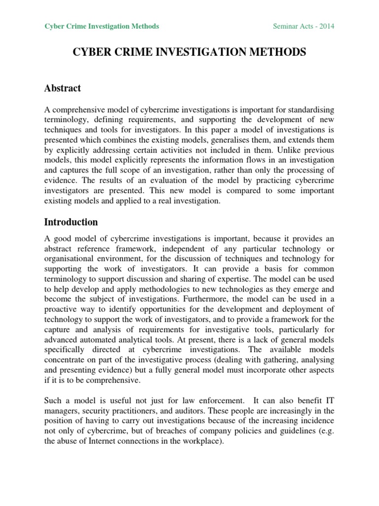 Cyber Crime Investigation Methods Report File | PDF | Phishing | Crime ...
