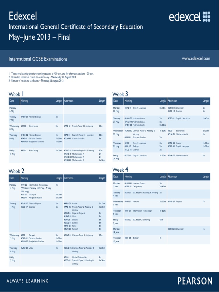 IGCSE EXAM TIMETABLE | PDF | Languages | Science