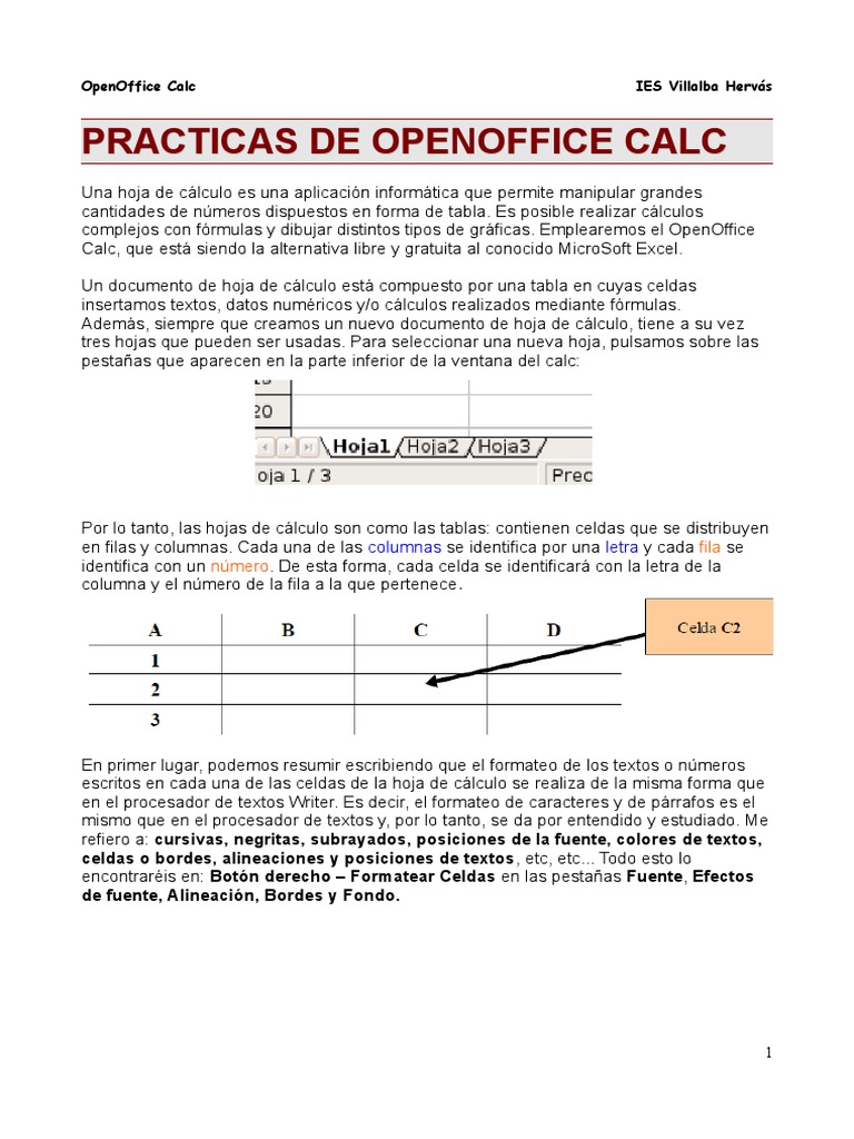 Ejercicios Básicos en OpenOffice Calc | PDF | Hoja de cálculo ...