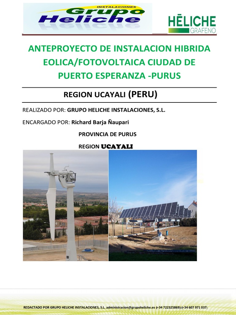 Anteproyecto de Elctrificacion Purus | PDF | Energía solar | Fotovoltaica