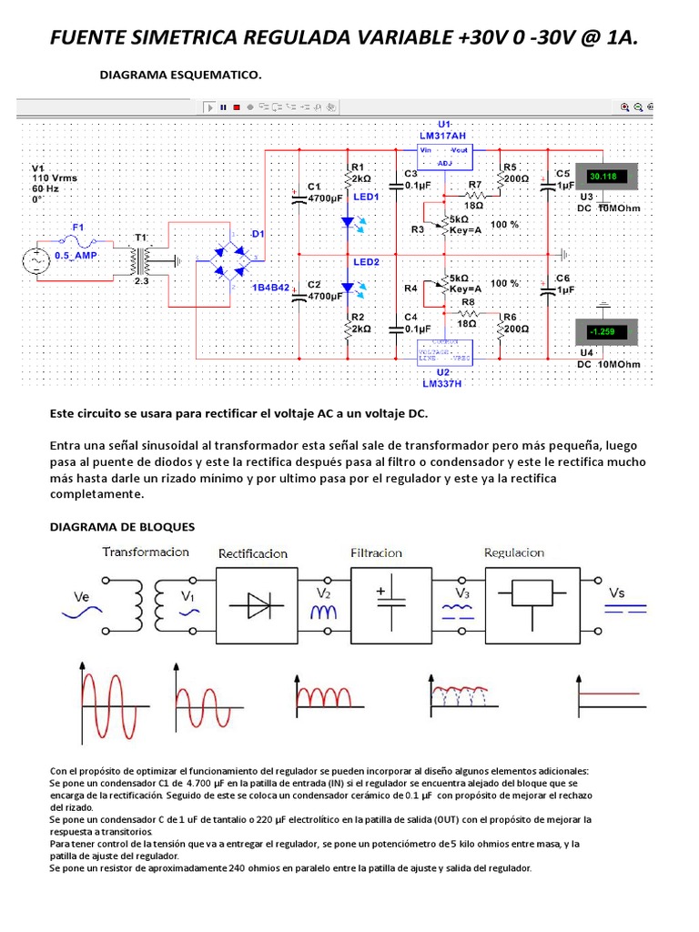 Fuente Simetrica Regulada Variable 30v@1a (Autoguardado) | PDF ...