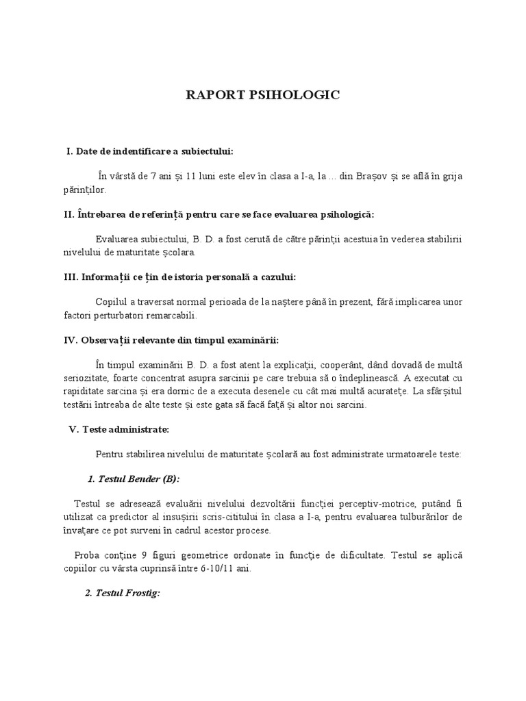 RAPORT PSIHOLOGIC