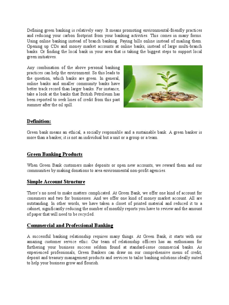 Green Banking | Banks | Online Banking