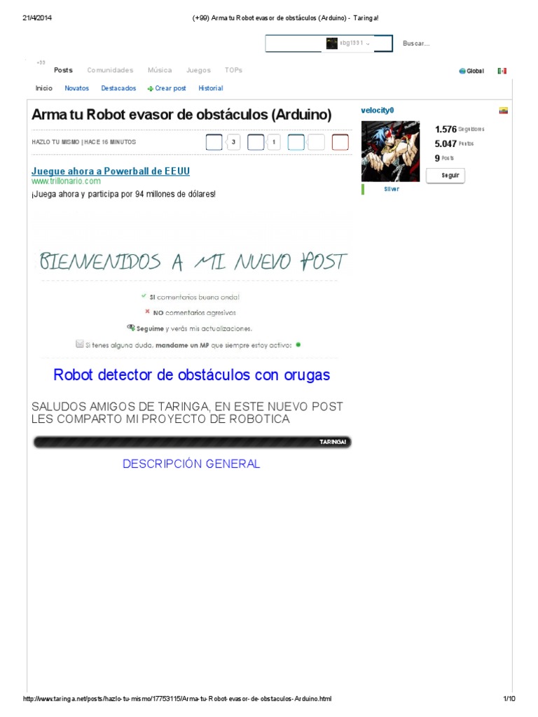 (+99) Arma Tu Robot Evasor de Obstáculos (Arduino) - Taringa! PDF | PDF | Arduino | Robot