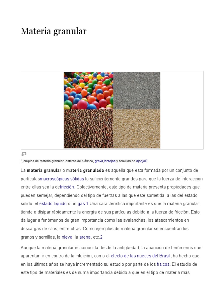 Materia Granular | PDF | Física | Mecánica