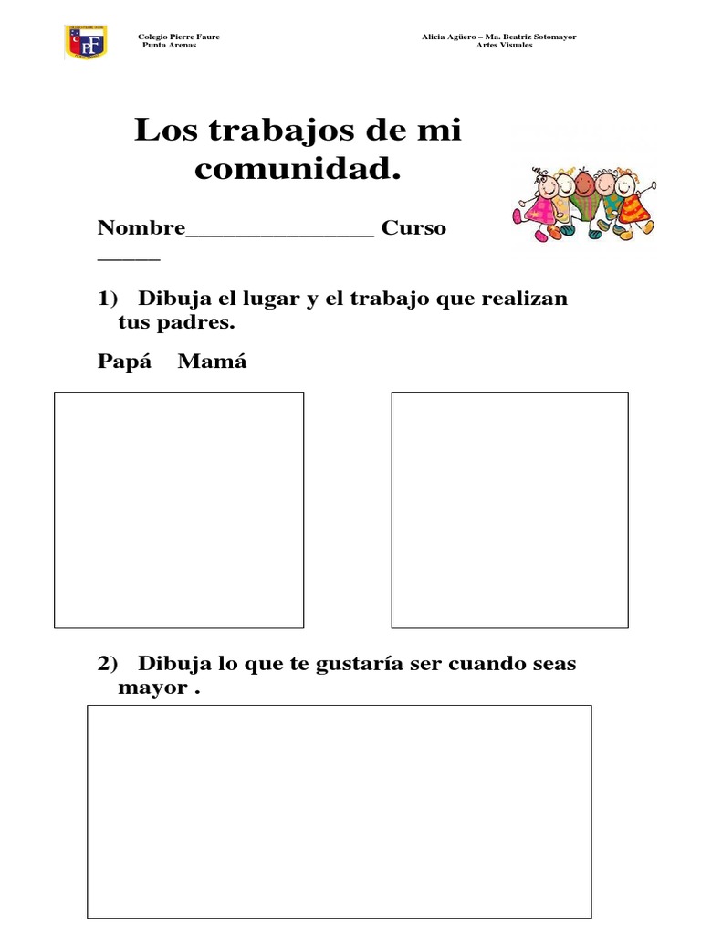 Trabajos en mi Comunidad: Actividades Visuales | PDF