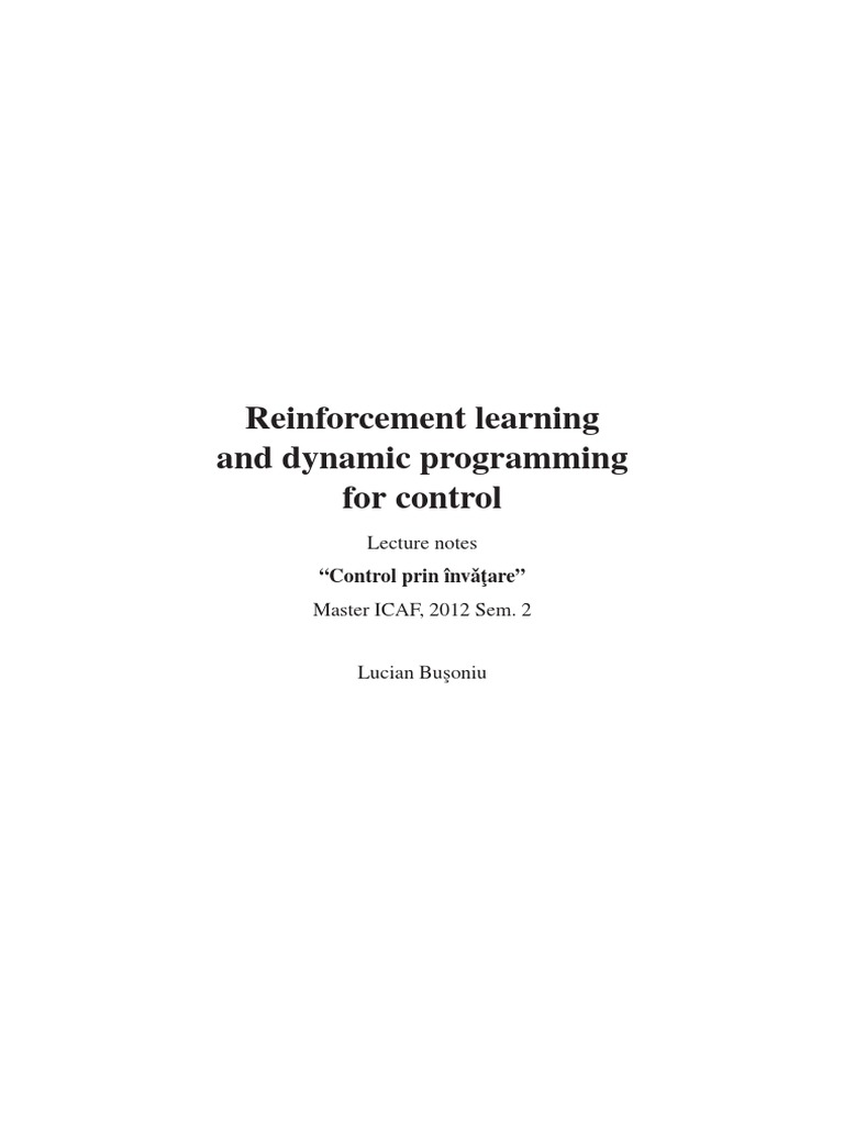 Reinforcement Learning and Dynamic Programming For Control | PDF | Mathematical Optimization ...