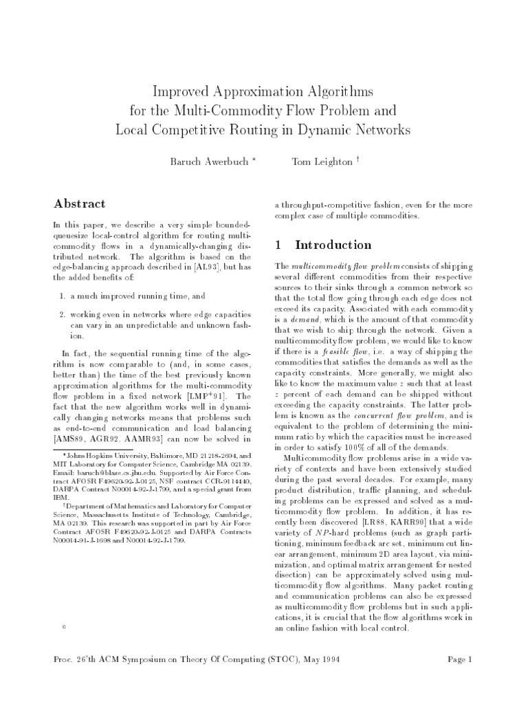 Improved Approximation Algorithms For The Multi-Commodity Flow Problem and Local Competitive ...