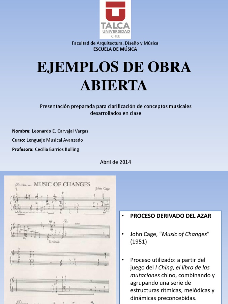 Obra Abierta, Ejemplos | PDF | Composiciones Musicales | Música clásica