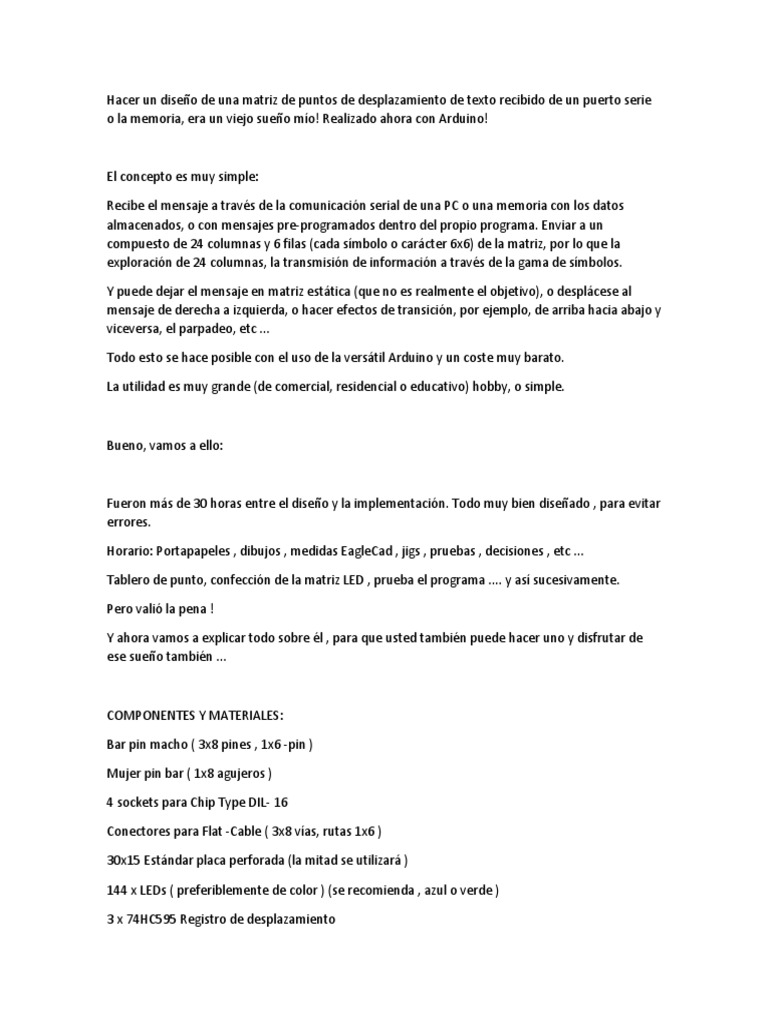 Matriz de Leds | PDF | Diodo emisor de luz | Arduino